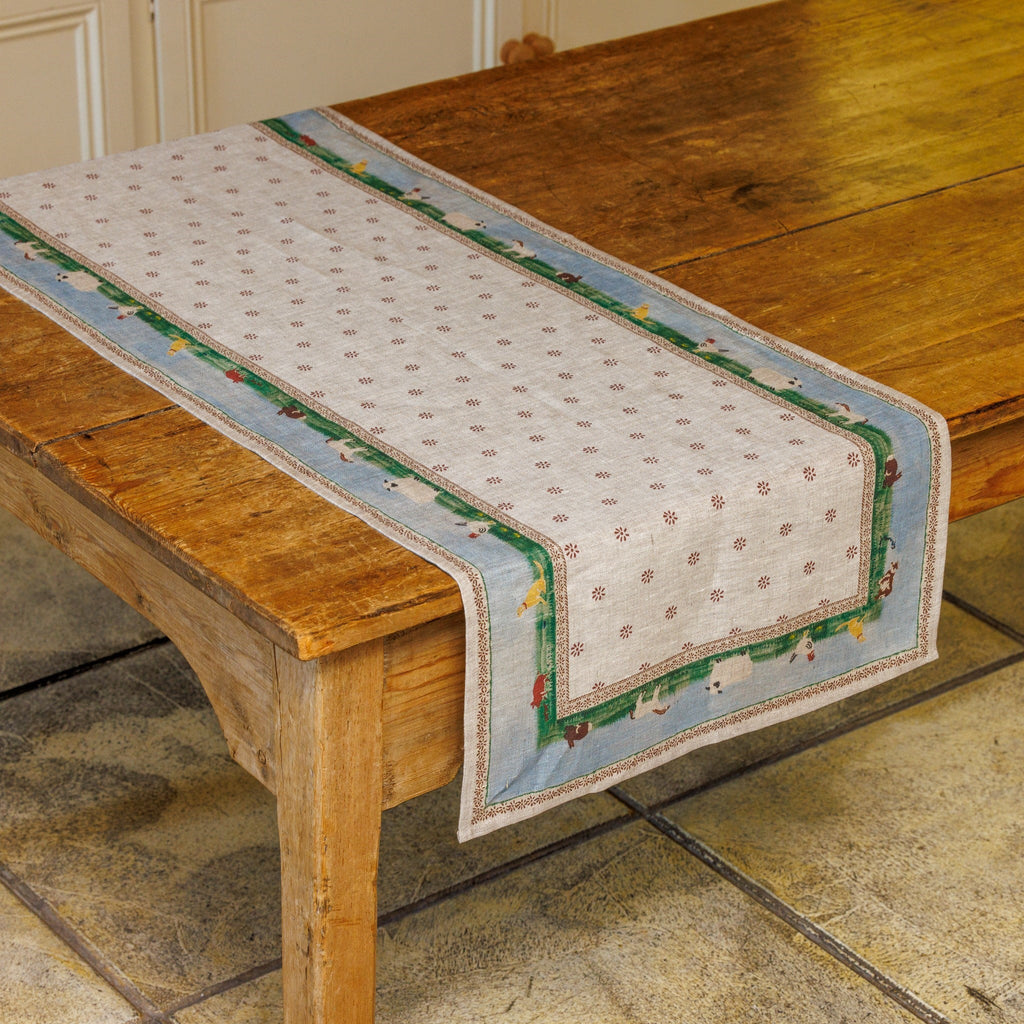 Runner Blue Blooms Linen | NicholasMosse.com